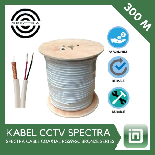 Jual Kabel CCTV Kabel RG59 +Power 300m Spektra Warna Putih Kabel CCTV ...