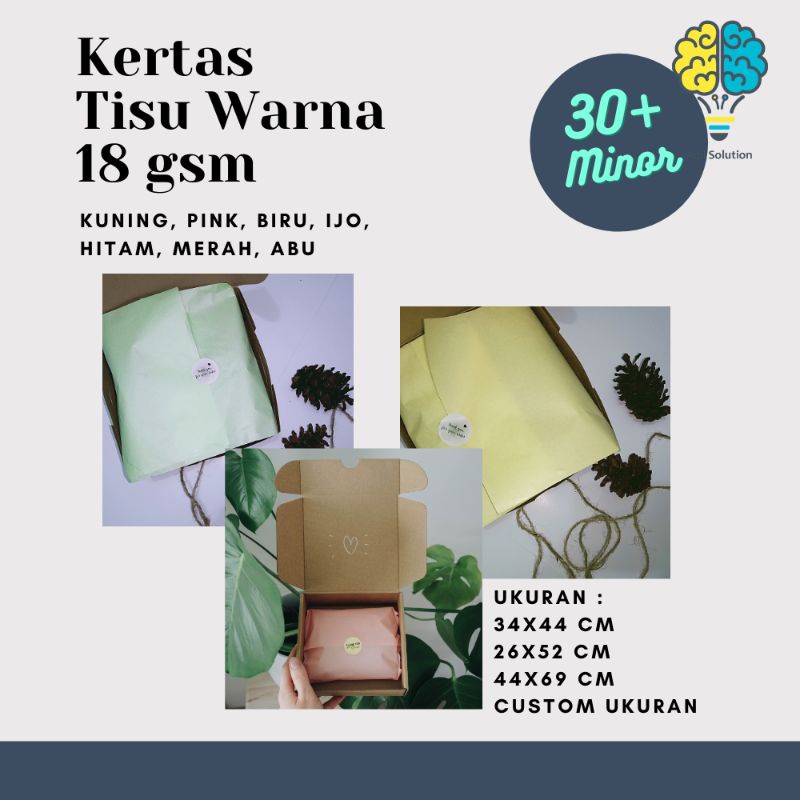 Jual (1pak=20)Kertas Tisu Warna 30gsm Tebal/ kertas packing/ wrapping ...