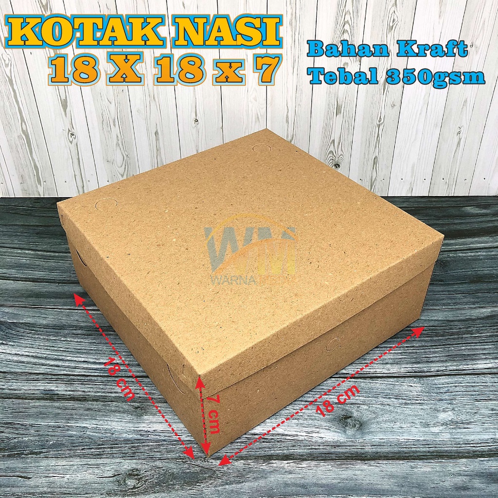 Jual Kotak Nasi 18x18/Dus Ayam Bakar Tebal/Box Nasi Kotak/Box Catering Polos/Kardus Nasi Kotak ...