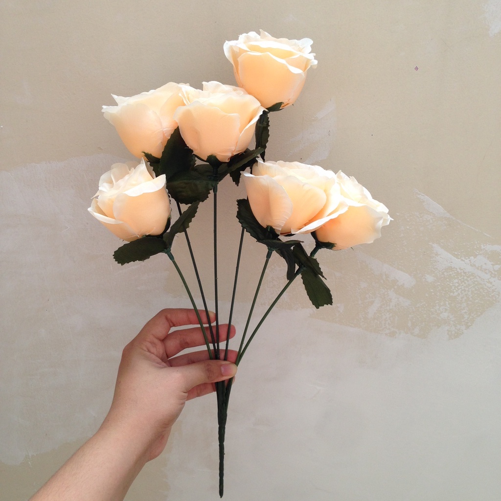 Jual Bunga Mawar Plastik Bulat Besar 6 Cabang Buket Bunga Rose ...