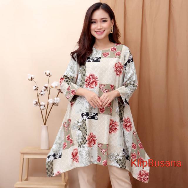 Jual TUNIK WANITA TERBARU WAKA MOTIF BUNGA LD 100 110 120 ATASAN BIG SIZE WANITA L XL XXL XXXL ...