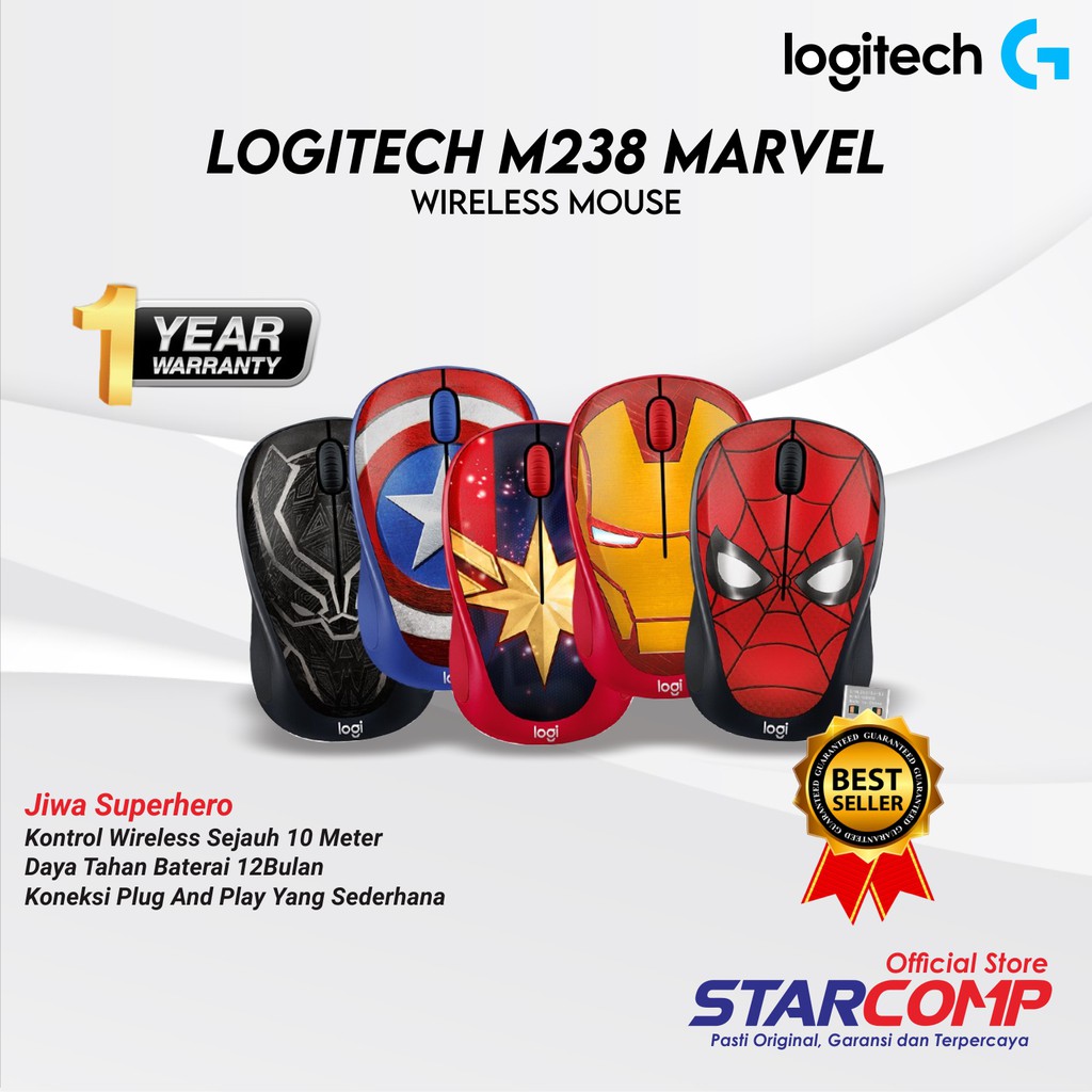 Jual Logitech M238 Wireless Mouse Marvel Collection M 238 Garansi ...