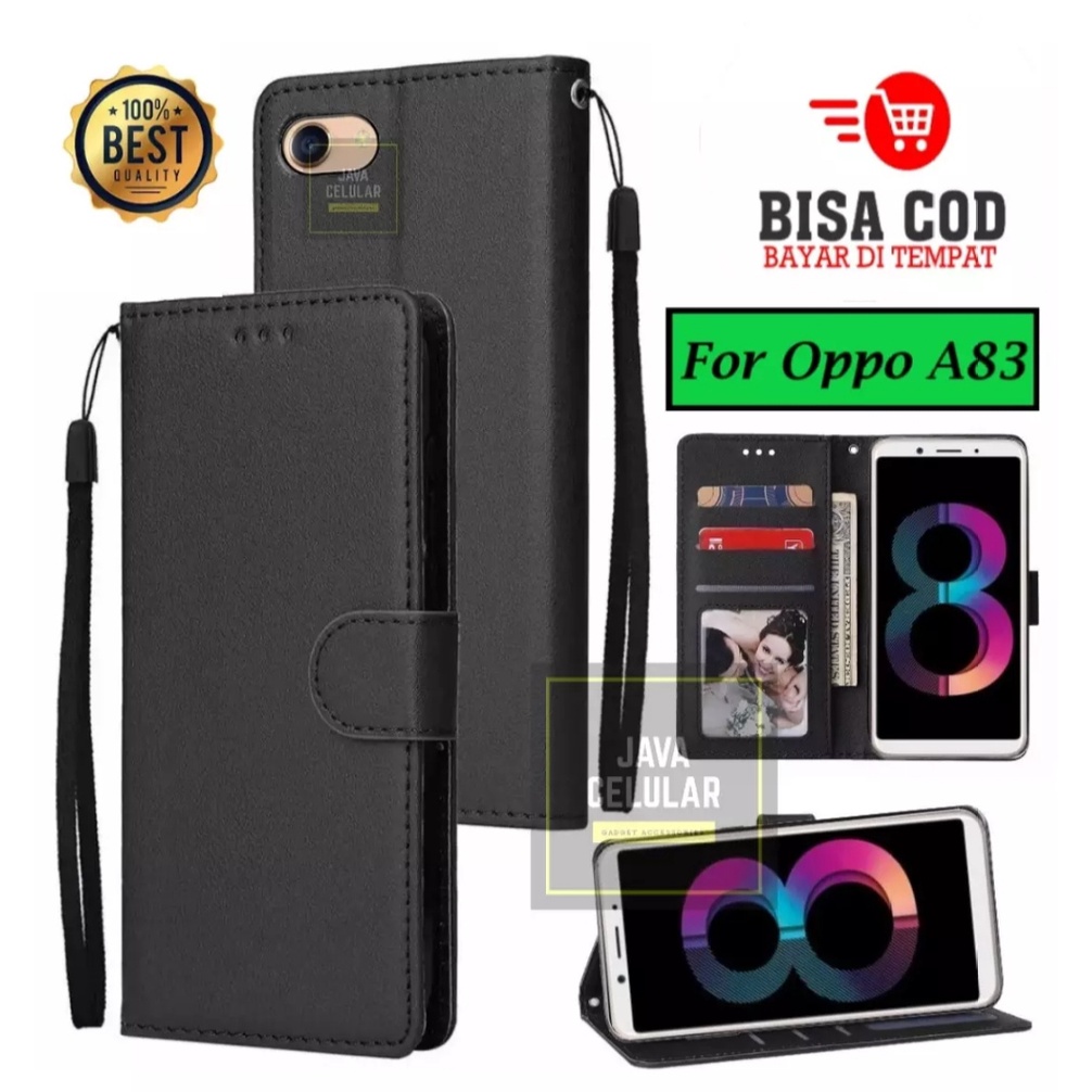 Jual Oppo A83 Leather Flip Cover - Wallet Case Kulit - Casing Dompet ...