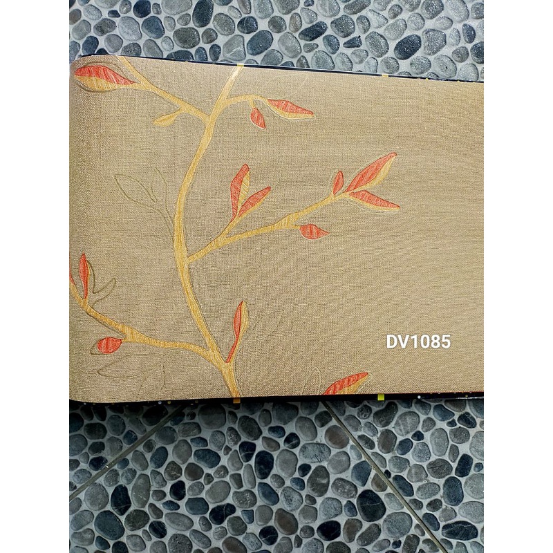 Jual Wallpaper Dinding Motif Daun Ranting Oren Coklat Gold | Shopee ...
