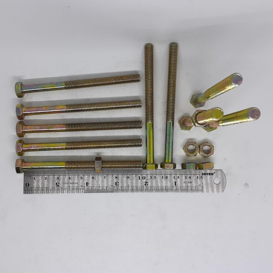 Jual BAUT MUR M8 X 100 KUNING BMK M8X100 PANJANG 10CM 10 CM KUNCI 12 8X100 100MM | Shopee Indonesia