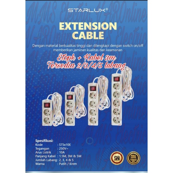 Jual Atn/Pioline/Starlux Stopk + Kabel 3m (2/3/4/5 lubang) | Shopee Indonesia
