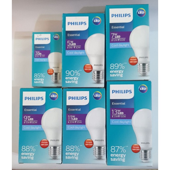 Jual Lampu Led ESSENTIAL PHILIPS 3w,5w,7w,9w,11w,13 watt Cool Daylight | Shopee Indonesia