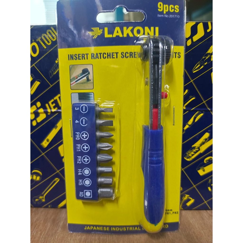 Jual OBENG RACHET INSERT RATCHET SCREWDRIVER 9 PCS BITS | LAKONIPRO ...