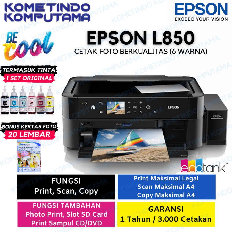 Jual Epson L850 Photo All-in-One Ink Tank Printer / Ink Tank / Print ...