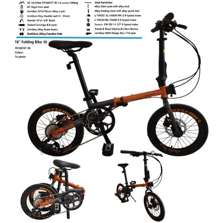 Jual Sepeda Lipat Murah ukuran 16" Inch Alloy Aluminium Chromoly Limitless / Sepeda Lipet ...