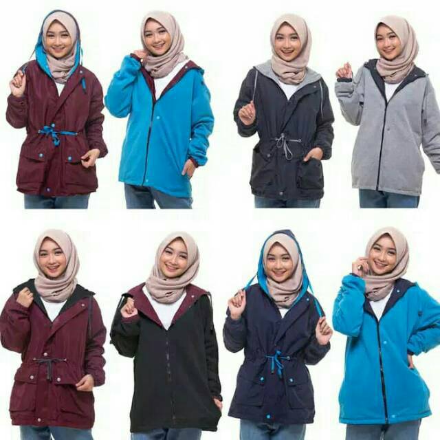 Jual jaket parka bolak balik cewek / timbal balik | Shopee Indonesia