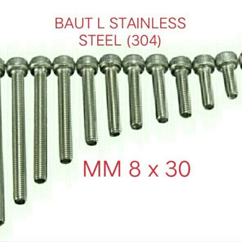 Jual BAUT L 12 STAINLESS PANJANG M8X20 s/d M 8X70 STAINLESS 304 / BAUT L STAINLESS 8 X 20 - 8 X ...