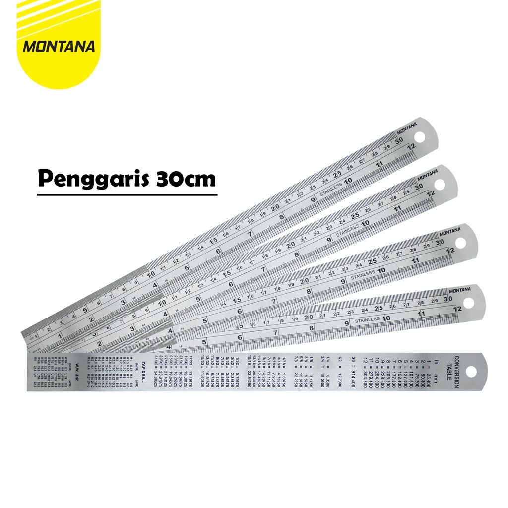 Jual MONTANA Penggaris Besi Stainless 30 Cm Ruler Multifungsi RT-30S ...