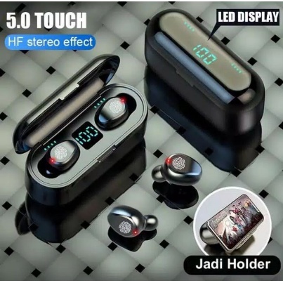 Jual Headset Bluetooth |Smart Touch F9 plus LED | Shopee Indonesia
