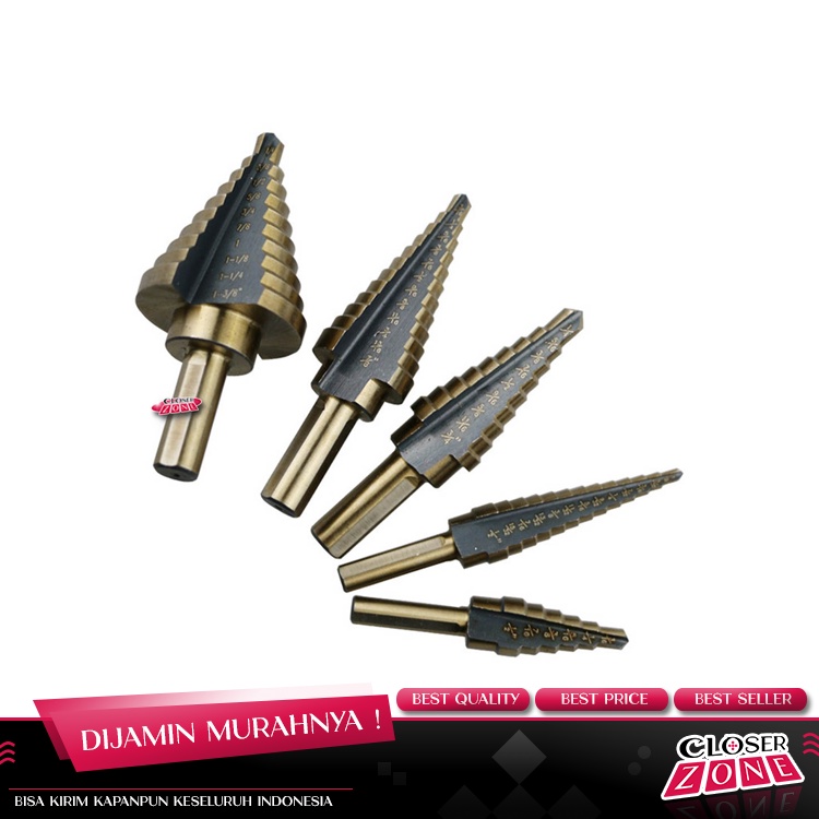 Jual Mata Bor Pagoda Spiral Drill Step Down Titanium Tipe 2 5 PCS ...