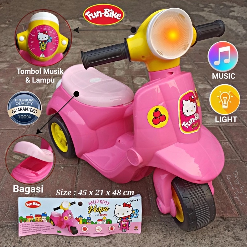 Jual Vespa JUMBO pink hello kitty anak motor bike roda besar scooter ...