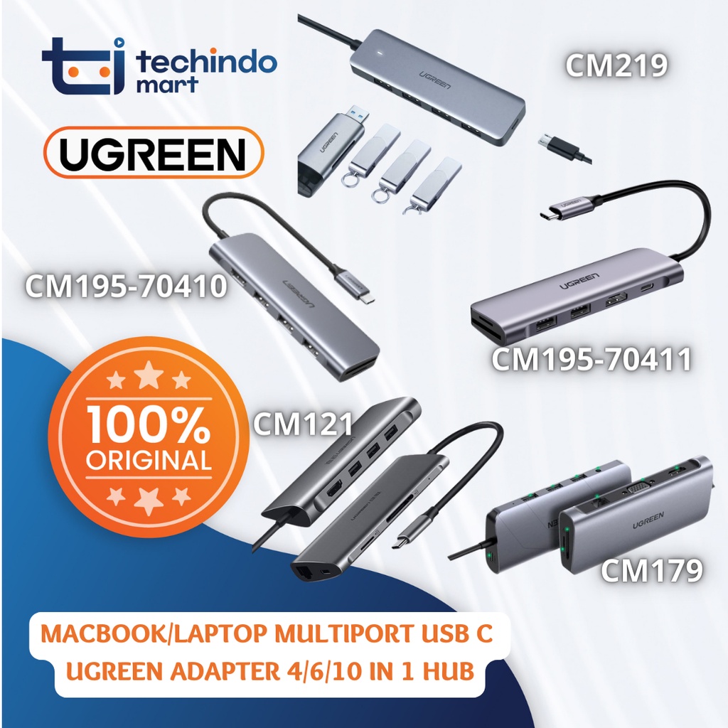 Jual Macbook Laptop Multi Port USB C UGREEN Adapter 4 / 6 / 10 in 1 HUB ...