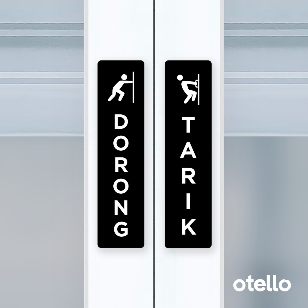 Jual Otello Label Sticker Dorong Tarik Icon Unik Sign Acrylic Modern ...