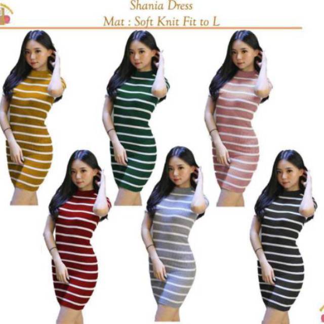 Jual DRES RAJUT WANITA CASUAL / RAJUT DRESS PRES BODY/ STRIPE NATHANIA ...