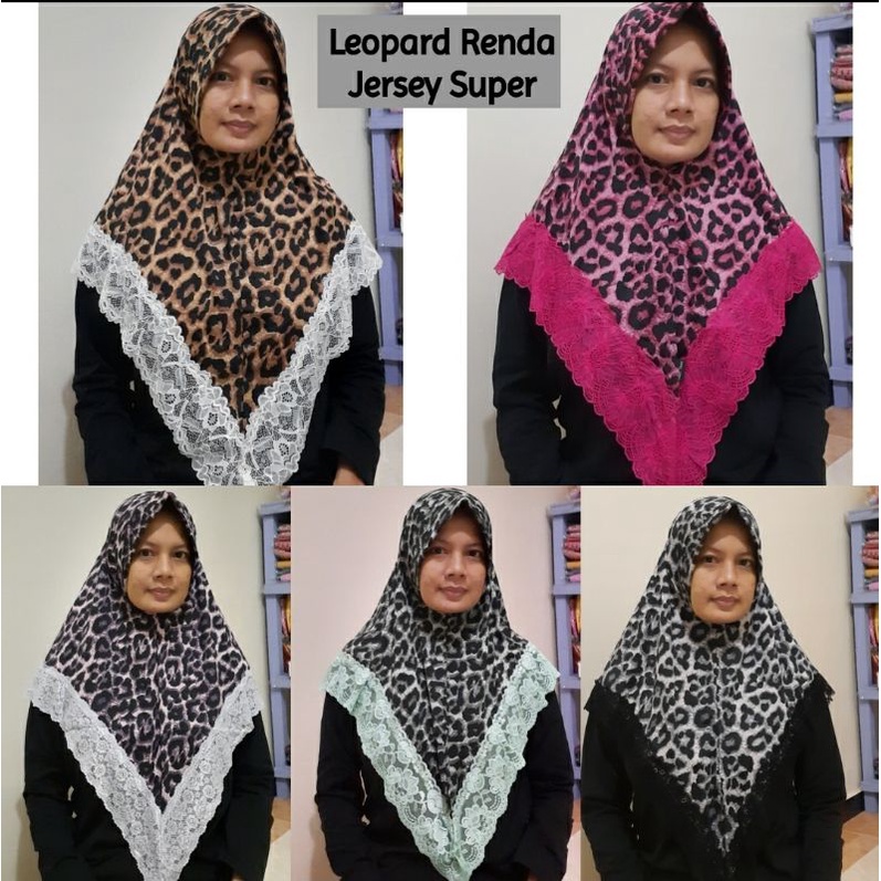 Jual Jilbab Leopard Renda Jersey Super | Shopee Indonesia
