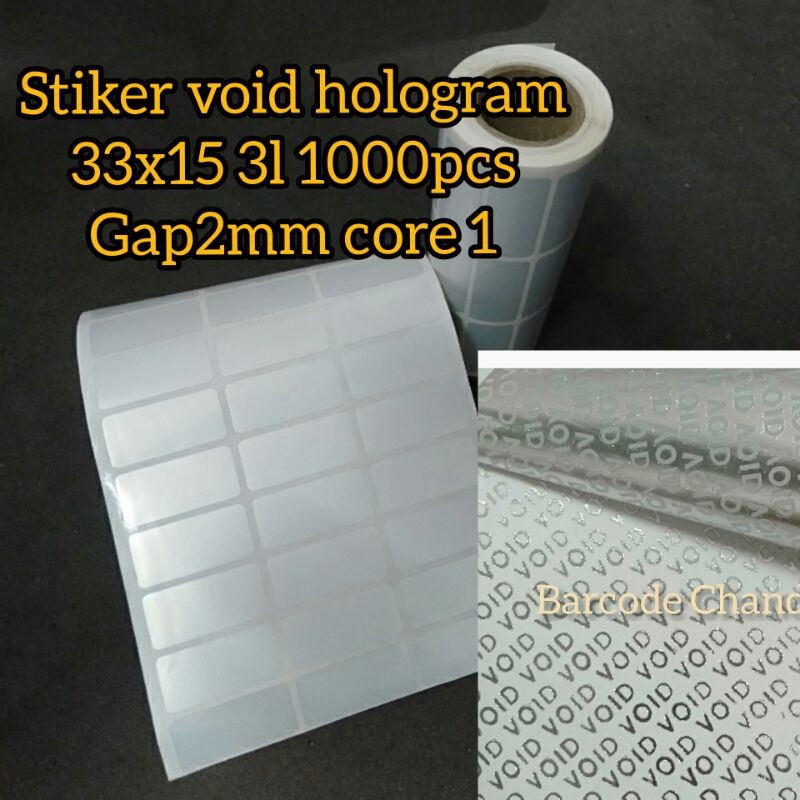 Jual Sticker Void Silver 33x15mm 3L 1000pcs Gap 2mm Core 1 Inchi ...