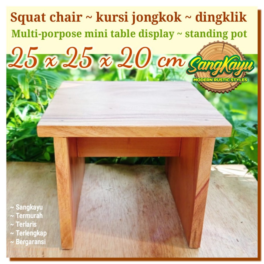 Jual SangKayu Kursi Jongkok Kayu Dingklik 25x25x20 cm Meja Display Kayu ...