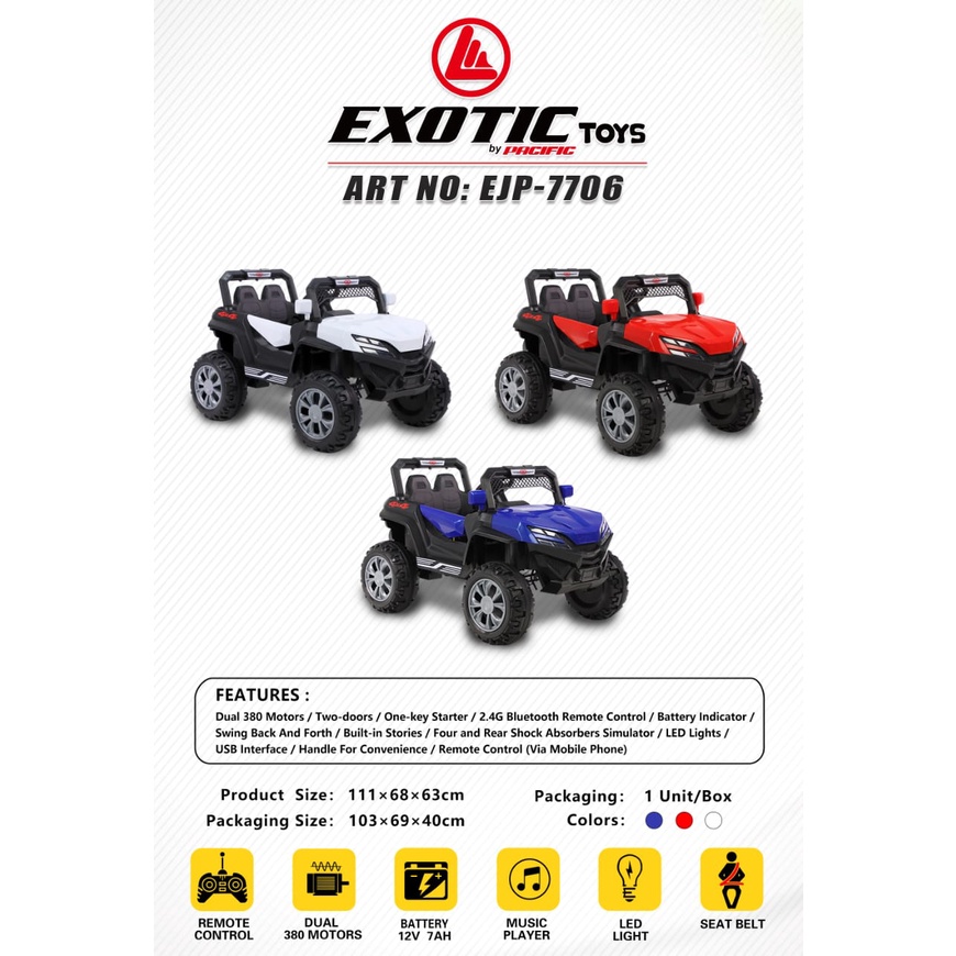 Jual MOBIL ACCU EXOTIC JEEP EJP-7706 MOBIL AKI ANAK | Shopee Indonesia