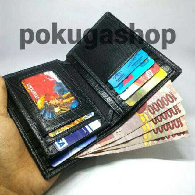 Jual Dompet kulit pria 3/4 hitam serat kayu asli garut | Shopee Indonesia