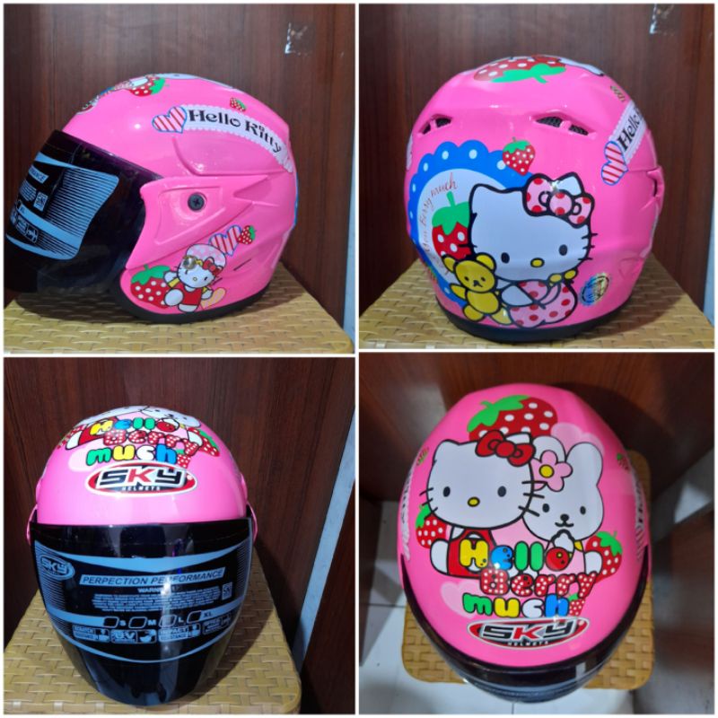 Jual HELM ANAK KARAKTER MOTIF CEWEK HELLO KITTY 3 TAHUN SAMPAI 7 TAHUN ...