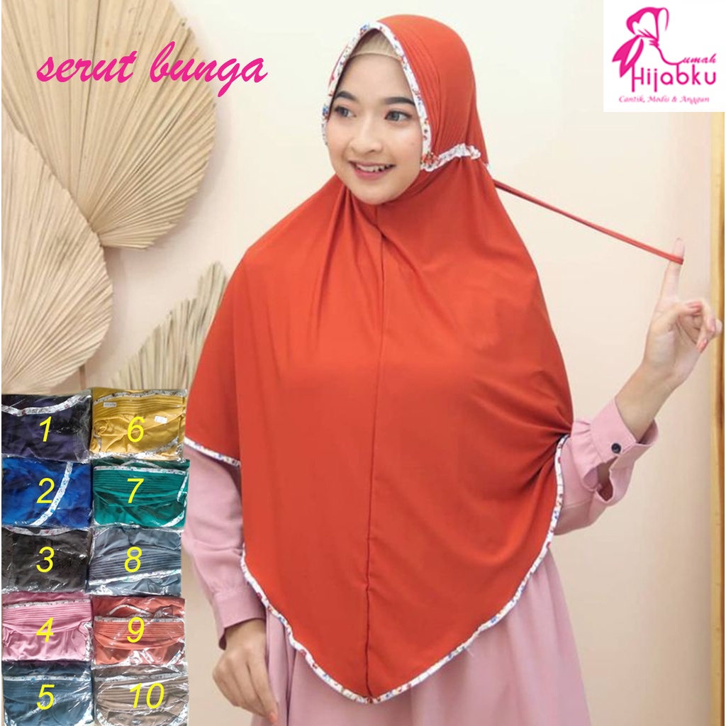 Jual Jilbab Instan Serut List Bunga / Hijab Instan / Jilbab List Bunga ...
