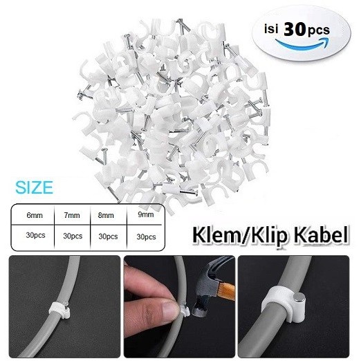 Jual Klem Kabel Listrik Cable Clip 6/7/8/9 mm klem Paku Penjepit kabel ...