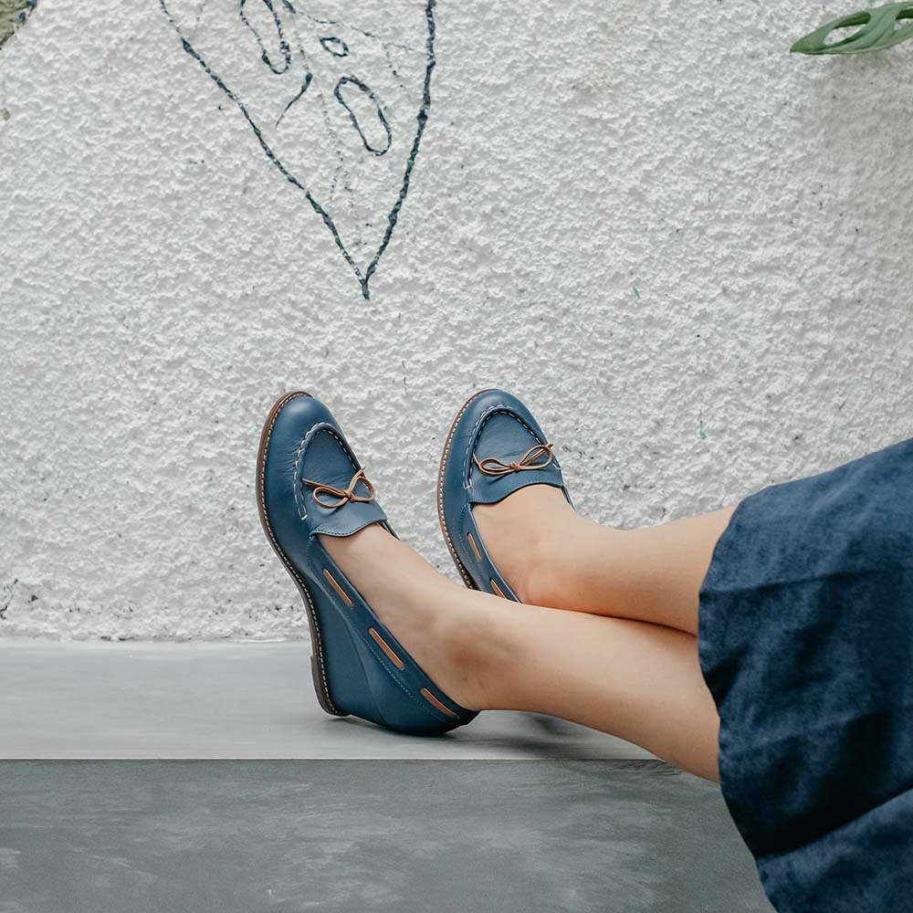 Jual Shoeka - Ocean Wedges 5cm Navy+Rustic | Shopee Indonesia