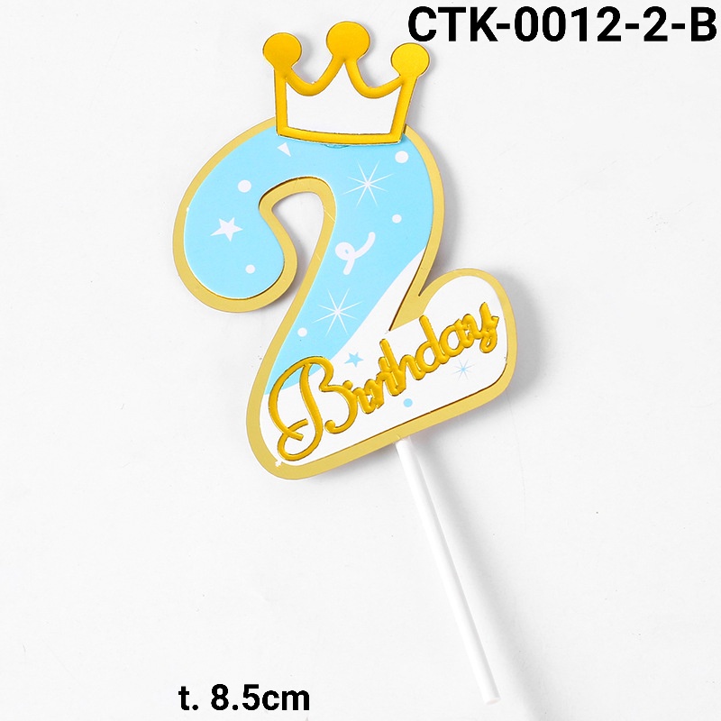 Jual GR-CTK-0012 Topper kertas hiasan kue happy birthday angka pink ...
