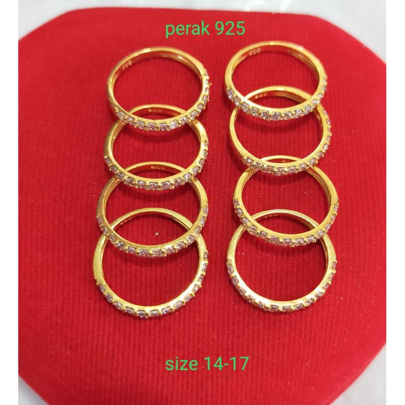 Jual Cincin ring mata 1 baris, perak 925, sepuh emas kuning | Shopee ...