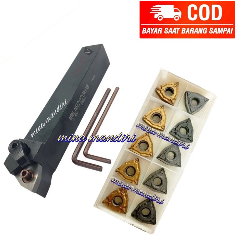 Jual holder bubut luar pahat bubut luar MWLNR 2020H08 set insert WNMG08 cermet 10pcs | Shopee ...