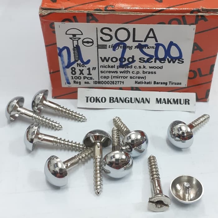 Jual Sekrup Kaca Cermin 8x1" Mirror Screw per 2 pcs | Shopee Indonesia