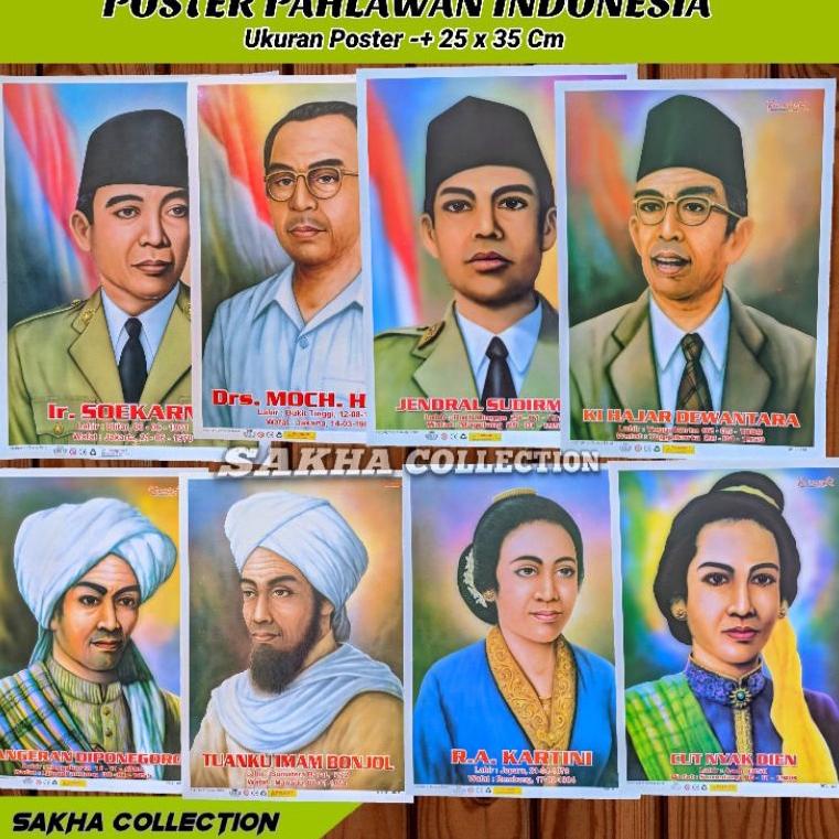 Jual STOK BANYAK ㊤ POSTER PAHLAWAN NASIONAL INDONESIA UK. 25 X 35 ღ ...