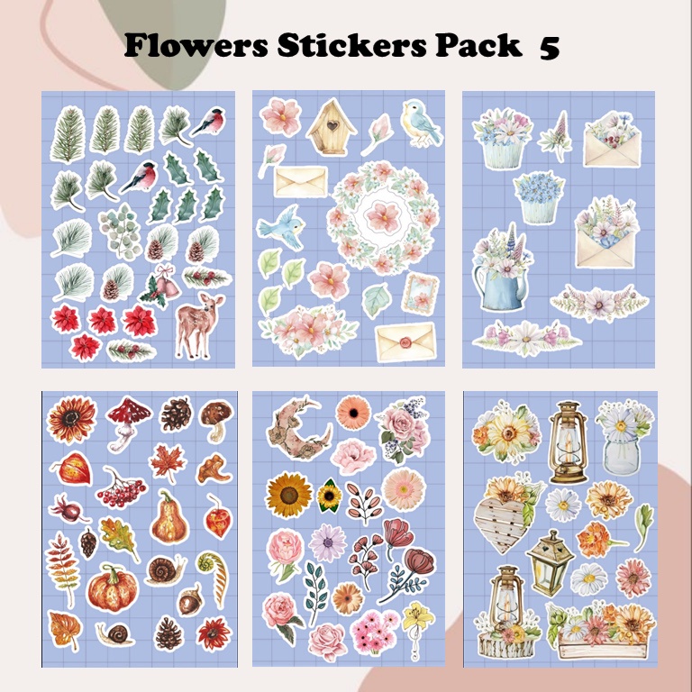 Jual [PART 5] Flowers Stickers, stiker bunga aesthetic estetik stiker ...