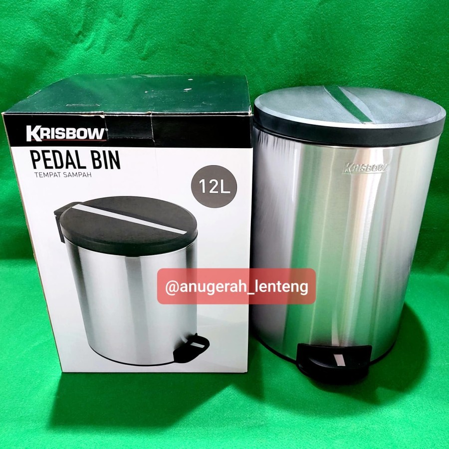 Jual Tong Sampah Injak Stainless Pedal Bin Tempat Sampah Krisbow 12 Liter | Shopee Indonesia