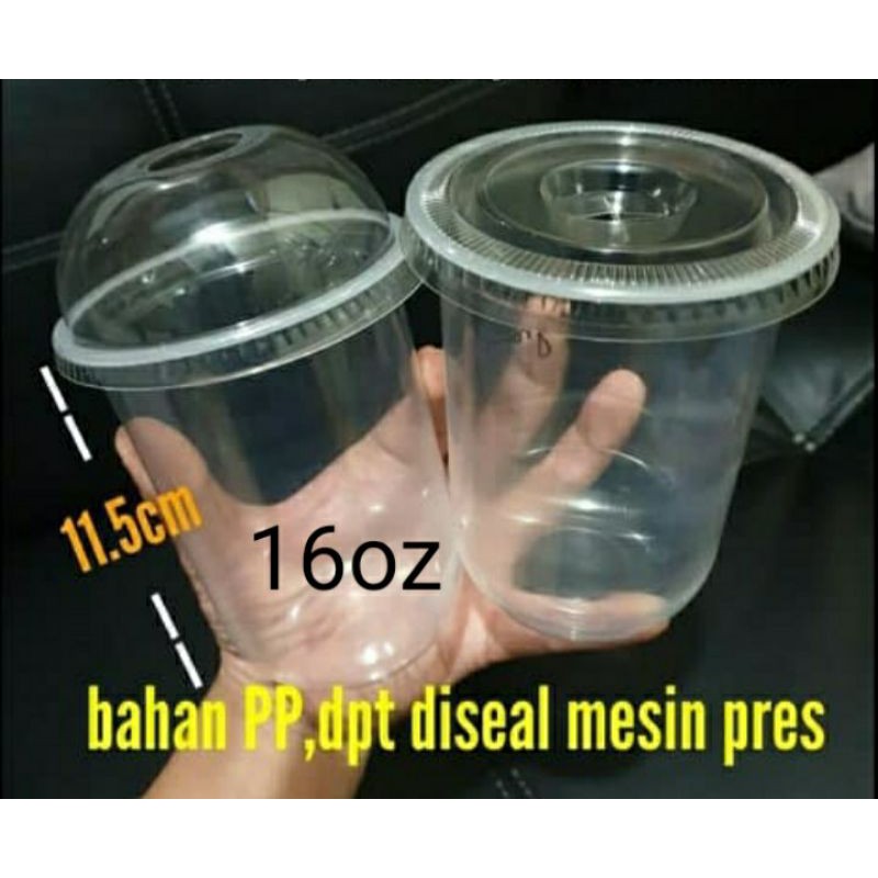 Jual gelas plastik oval cup oval +tutup flat /dome uk 16oz 50pcs | Shopee Indonesia