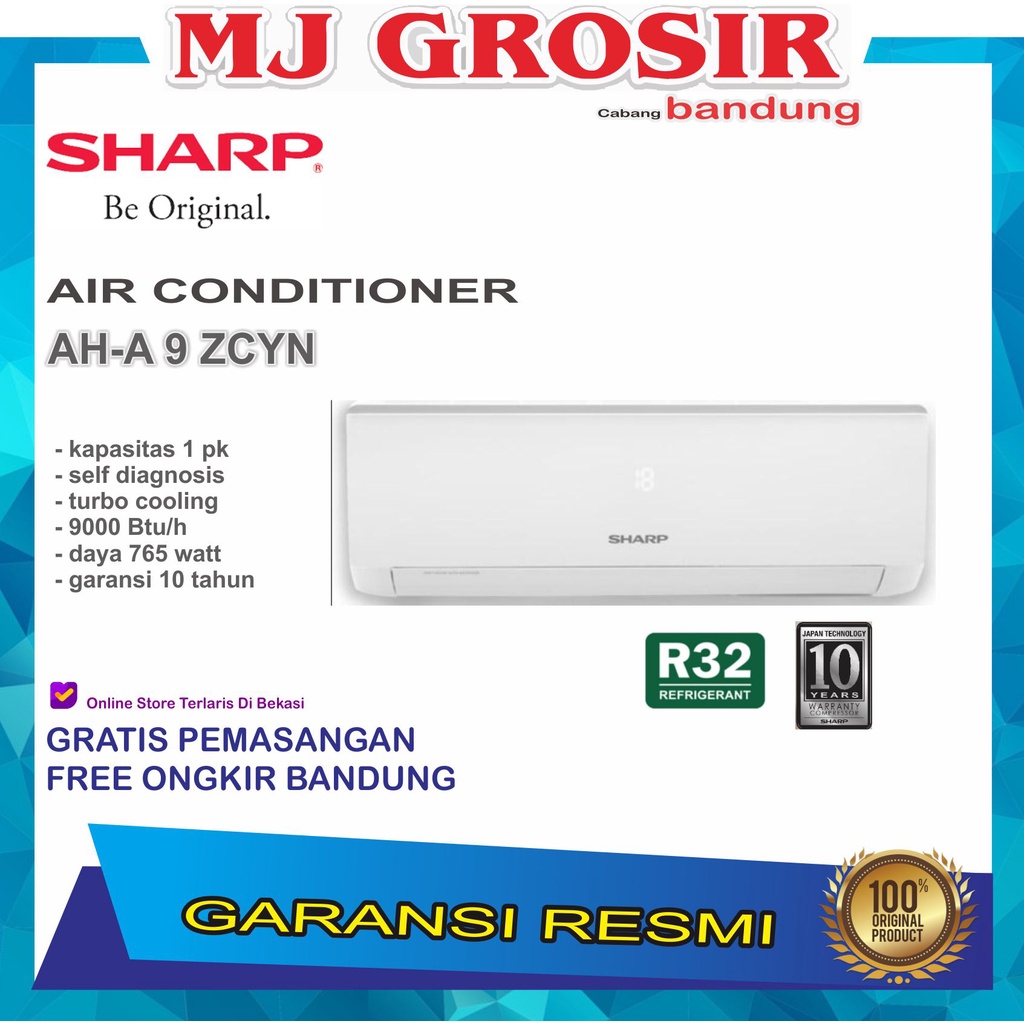 Jual AC SHARP AH-A 09ZCYN 9 ZCYN 1PK + PASANG R32 LOW WATT | Shopee Indonesia