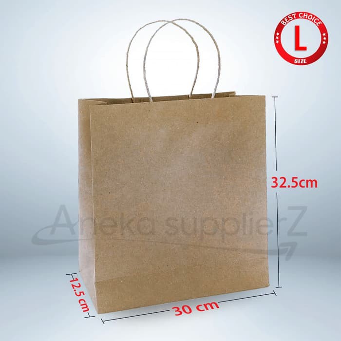 Jual Paper Bag Kraft Coklat - Go Green - L (20 pc) | Shopee Indonesia