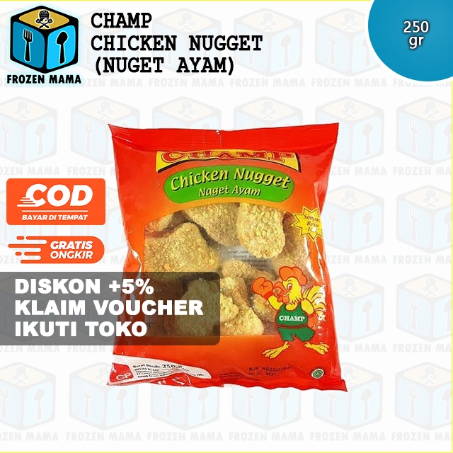 Jual CHAMP Chicken Nugget Nuget Ayam (250 gr) Frozen Food Makanan Beku ...