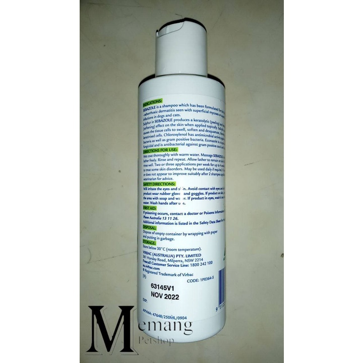Jual Shampo Virbac Sebazole 250ml - Sampo Kucing Anjng Shampoo | Shopee ...