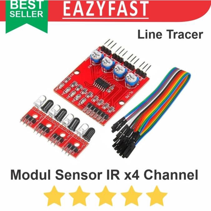 Jual Modul Sensor Robot Line Follower Tracer 4 Channel Infrared Robot ...