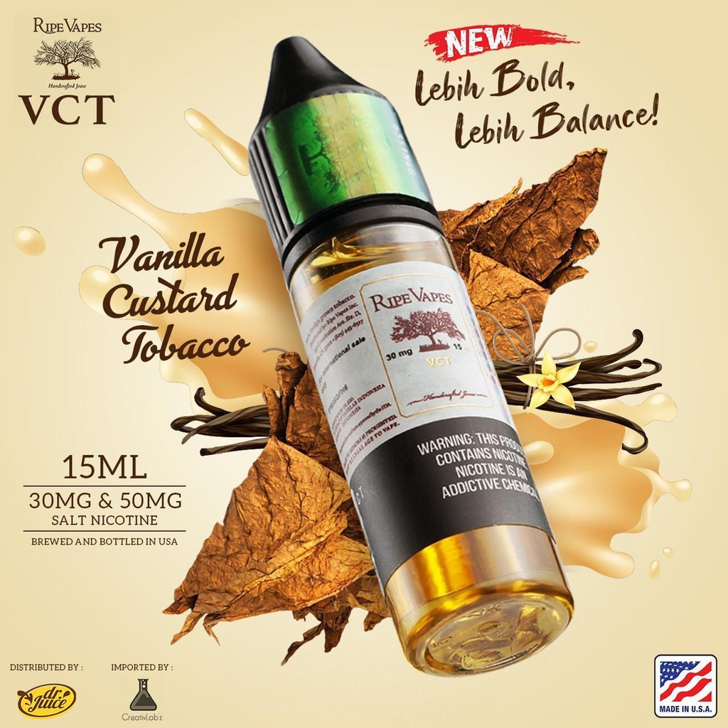 Jual Ripes Vapes Vanilla Custard Tobacco VCT Salt USA 30&50mg 15ml ...