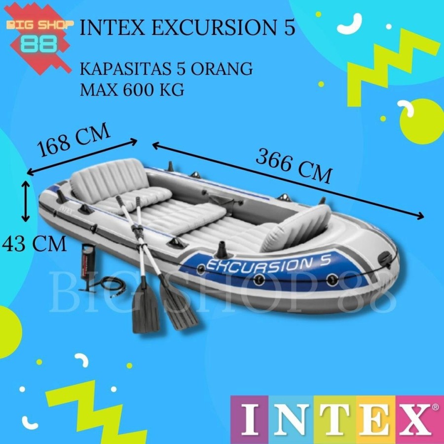 Jual INTEX 68325 PERAHU KARET EXCURSION 5 INFLATABLE BOAT MUAT 5-6 ...