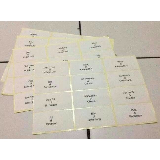 Jual Print Label Nama Tamu Undangan Polos per pack | Shopee Indonesia