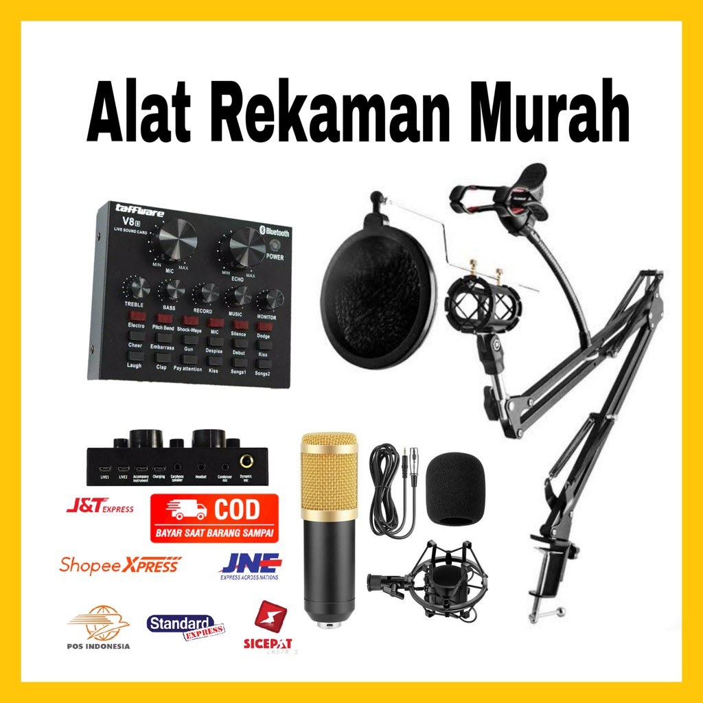Jual Alat Rekaman Lengkap Audio Soundcard V8 / V8S Setand Mic | Shopee ...