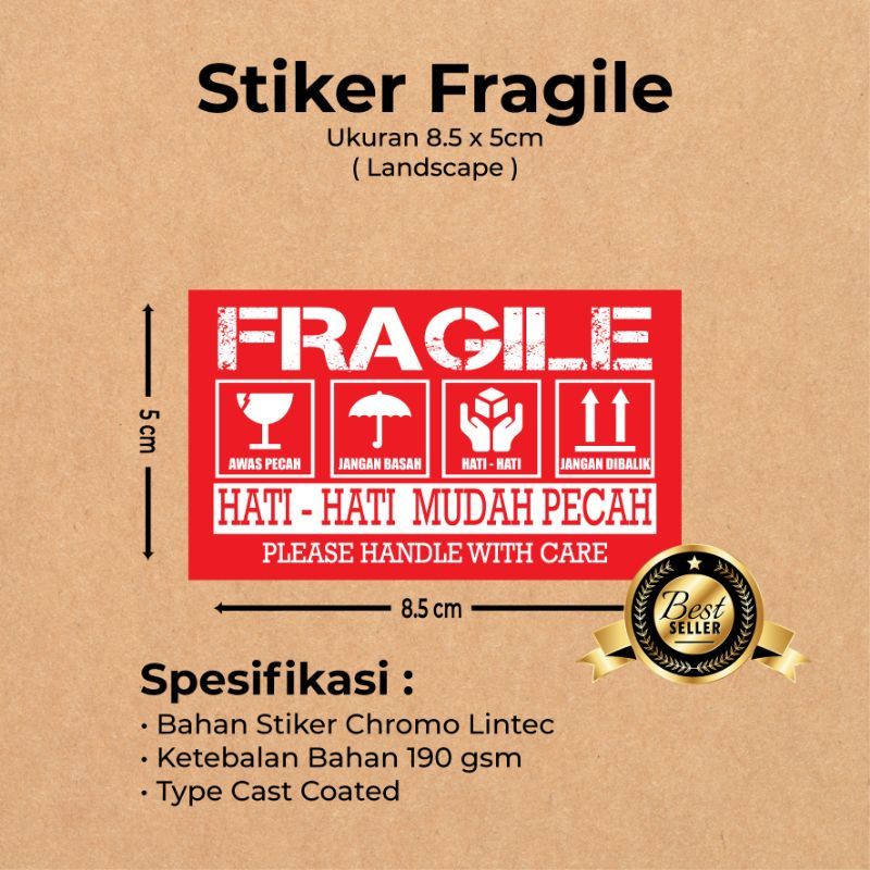 Jual (bisa cod) STIKER STICKER FRAGILE SETIKER LABEL FRAGLE FRAGEL AWAS ...